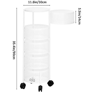 curfair Rotating Storage Rack for Kitchen, 3/4/5 Tier Circular Rotating Storage Shelf Kitchen Storage Cart, Fruit Metal Wire Basket Shelf for Kitchen,Living,Room and Bathroom White Four Layer