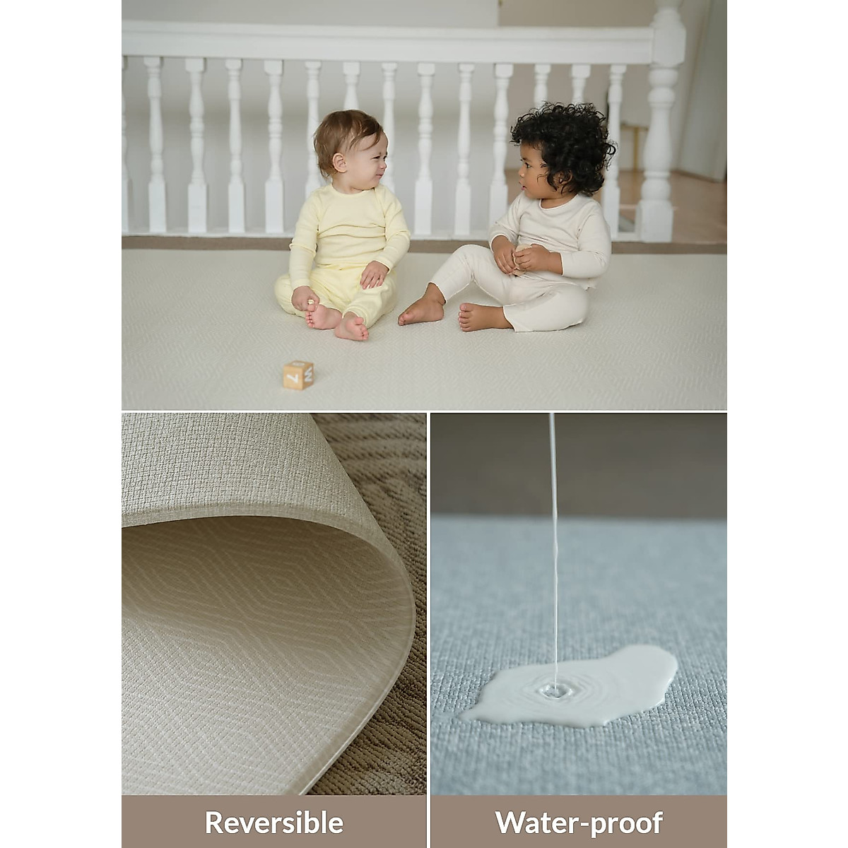 Baby Care Play Mat (Medium, Hygge - Aztec & Arbor) 73" x 49" Original One-Piece Reversible Rollable Waterproof Play Mat for Infants, Babies, Toddler, and Kids