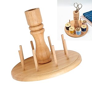BEIJIALY Wooden Thread Holder Rack, Small Thread Rack, Thread Organizer for Sewing, 8 Spools Beech Wood Bobbin Holder Embroidery Quilting Sewing Tools