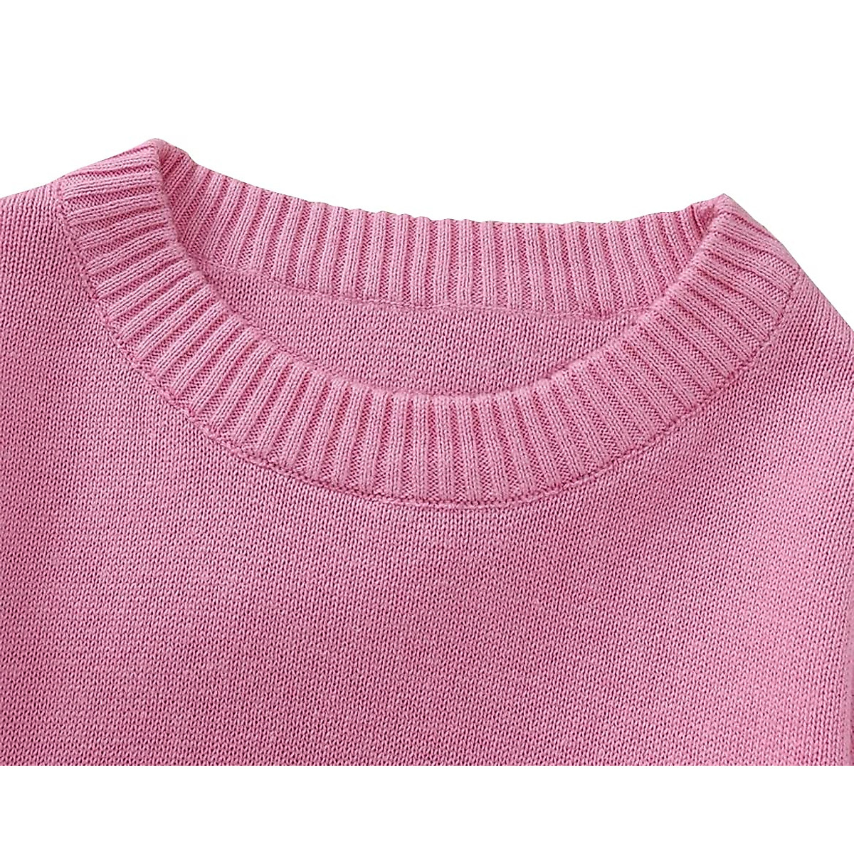 Toddler Baby Boys Knit Sweater Girls Pullover Sweatshirt Little Kids Long Sleeve Crew Neck Solid Casual Tops Winter Clothes Pink