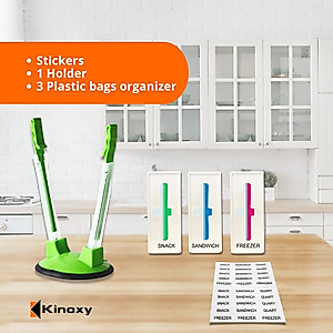 Baggy Rack Holder For Food Prep Bag, Freezer Hands Free Baggy Rack Holder, Snack Sandwich Quart Meal Prep Bag Holder, Bag Storage Box Organizer & Label Stickers Included