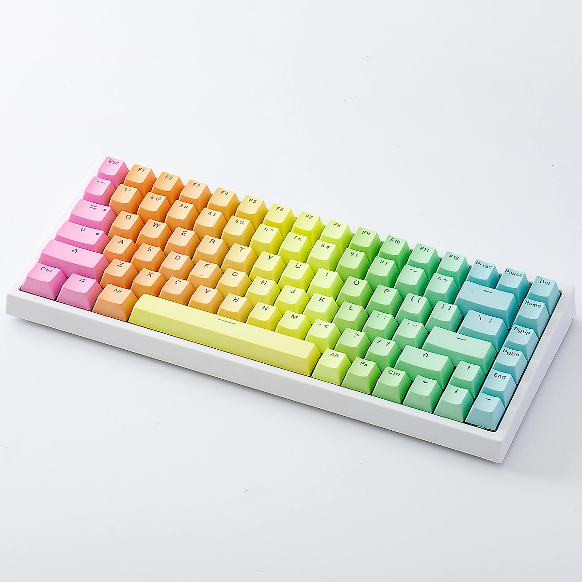 YUNZII Rainbow 84 84-Key RGB Hotswap Wired Mechanical Gaming Keyboard with PBT Shine Through Keycaps for Mac/Win/Gamers (Gateron Brown Switch, Rainbow)