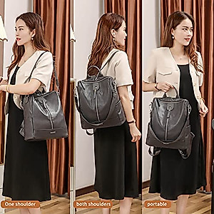 Gajoni Ladies Backpack Purse Black-PU Leather Fashion Backpack for Women With Antitheft Pocket-Ladies Shoulder Bag Handbag-Travel Backpack Purse