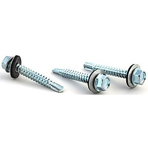 #10 x 3/4" Self-Drilling Screws/Unslotted/Hex Washer Head/Steel/Zinc/Bonded Neoprene Washer / 2,000 Pc. Carton