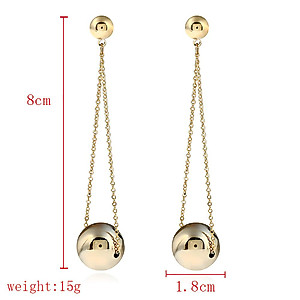 Doubnine Long Chain Earrings Metallic Ball Gold Drop Dangle Modern Threader Earrings Wedding Bridal Jewelry for Women