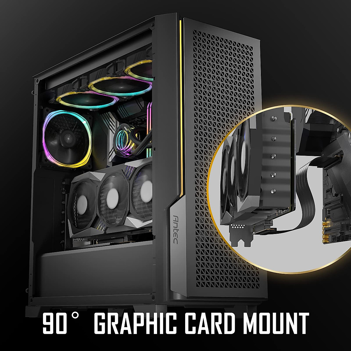 Antec PCIE 4.0 Riser Cable, GPU PCIE Riser Cable, PCIE 4.0 16x High Speed Riser Cable 90 Degree Connector 200mm Black, Compatible with RTX3090, RTX3080, RTX3070, RTX3060TI, RX6900XT, RX6800