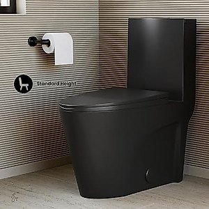 St. Tropez One-Piece Elongated Toilet Vortex Dual-Flush in Matte Black 1.1/1.6 gpf