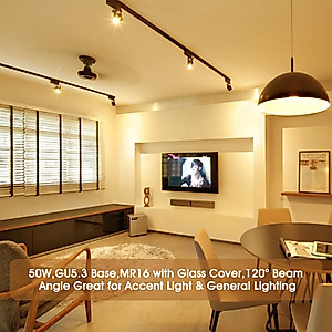 MR16 Halogen Bulb 50W, 6 Pack 12V MR16 Light Bulbs GU5.3 Base, Dimmable Spotlight 2800K Warm White with Clear Glass Cover, MR16 2 Pin Halogen Lamps for Landscape, Track Lights, Range Hood Lights