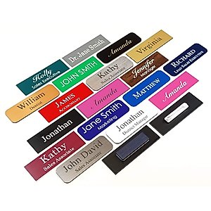 CUSTOMIZED4U Custom Engraved Name Tag Badges - Personalized Identification with Pin or Magnetic Backing, 1 Inch x 3 Inches