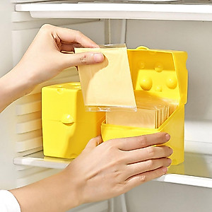 IbErsacs Sliced Cheese Storage Container Plastic Butter Block Cheese Slice Storage Box with Flip Lid Cheese Slice Holder Sliced Cheese Saver Keeper for Refrigerator Food