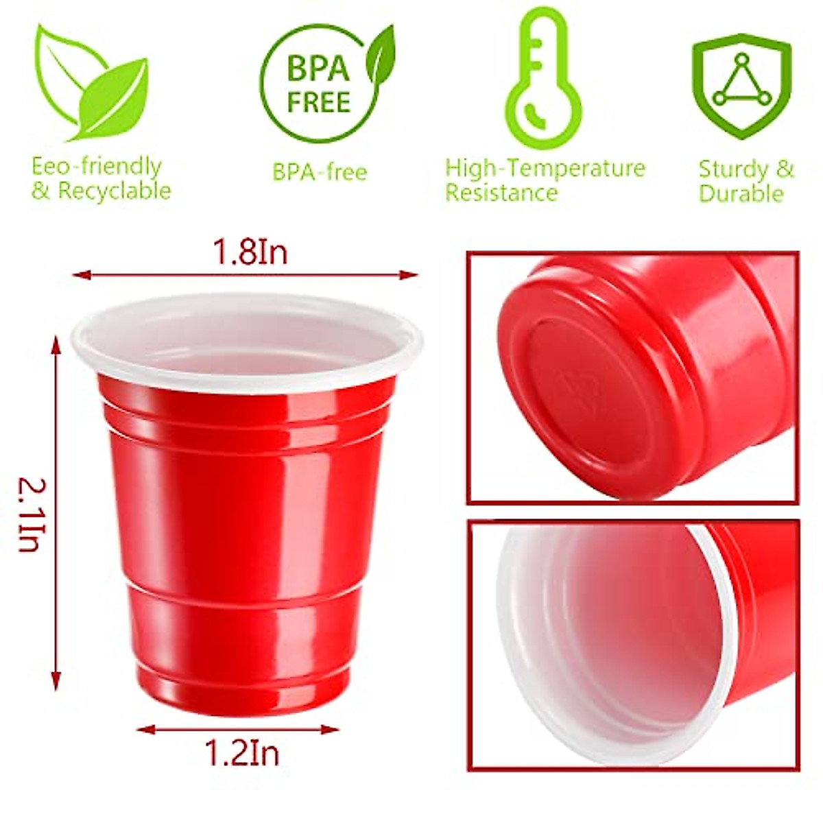 WUWEOT 700 Pack Red Plastic Shot Glasses, 2 Ounce Disposable Party Cups, Mini Tasting Cups Jello Shots Glasses for Serving Condiments, Snacks, Samples and Tastings