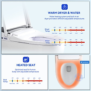 Smart Toilet with Bidet Built in, Bidet Toilet with Heated Seat, Automatic Flush, Dryer, Night Light, Digital Display