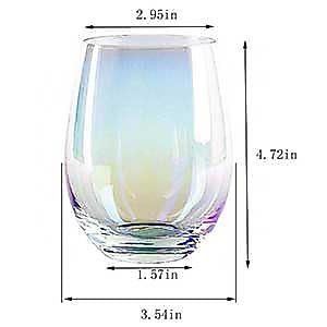 HELLWANG Wine Glasses Set of 2, 20 Ounce Seven Color Dazzling Stemless Wine Glass for Red or White Wine, Whiskey- Pool Party Beach Travel Cups