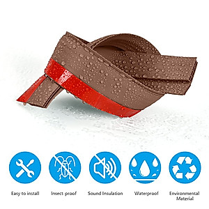 Ainiv Door Draft Stopper Under Door Seal, 2" W x 39" Cutable Soundproof Door Seal, Adhesive Under Door Sweep Weather Stripping Soundproof Kit, Under Door Draft Stopper Seals Anti-Collision-Brown