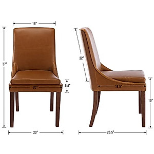 chairus Dining Chairs Set of 2 PU Leather Dining Room Chairs Modern Side Chair with Brown Wood Legs Comfy Upholstered Chair for Kitchen Lving Room Bedroom, Brown