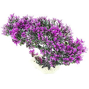 HRRIVE Fish Tank Aquarium Plants, Professional Fish Tank Decorations, Artificial Aquatic Plants, Betta Fish Accessories, Curved Branch Design, Made of Plastic, Pack of 1, Purple