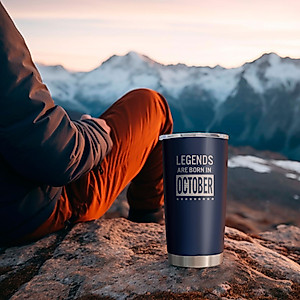 Muilzon October Birthday Gifts for Men Tumbler 20oz - Men Birthday Gift Ideas - Men Gifts for Birthday - Birthday Gifts for Him, Dad, Son, Husband, Legends are Born in October