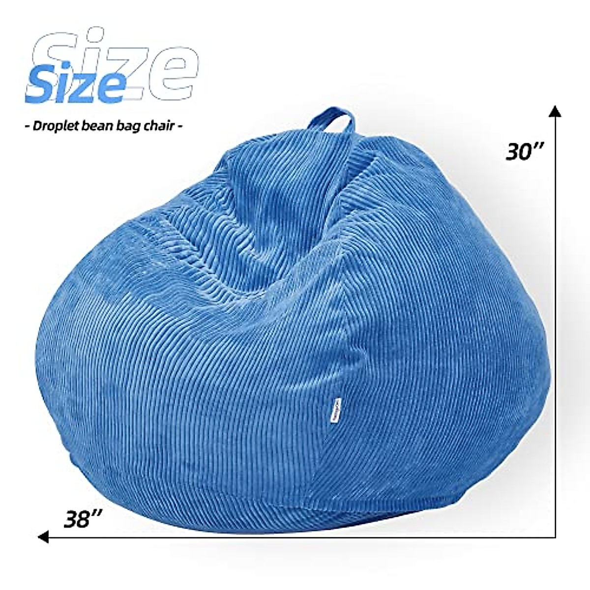 Homguava Bean Bag Chair: Teardrop Bean Bags with Memory Foam Filled, Compact Beanbag Chairs Soft Sofa with Corduroy Cover (Blue)