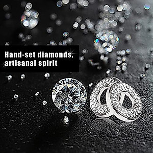 Ziciner Bling Inner Car Door Lock Covers, 4 Pcs Rhinestones Auto Pull Rod Bolt Decoration Stickers, Sparkly Vehicle Door Lock Decals, Compatible with C Class C200L GLC260 C260L (White)