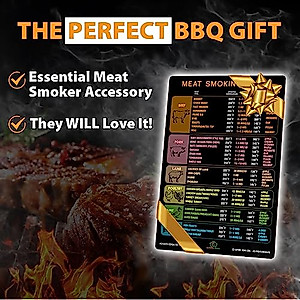 Best Improved Version Accurate Meat Smoking Guide Magnet More Popular Meats (46) & Wood Flavors Bigger Text Pitmaster Target Temperature Time BBQ Pellet Smoker Grill Grilling Accessories Gifts