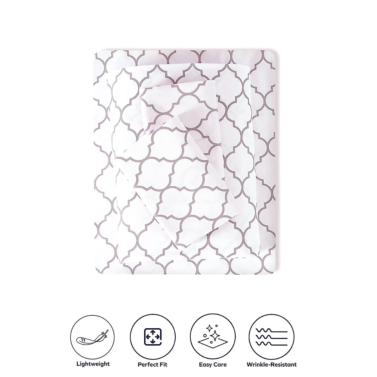 VISI-ONE BLC Full Quatrefoil Sheet Set, Super Soft Brushed Microfiber 1800 Thread Count Bedding, Extra Soft Cooling Bed Sheet, Deep Pocket up to 15-inch Mattress, Wrinkle, Fade, Shrink Resistant