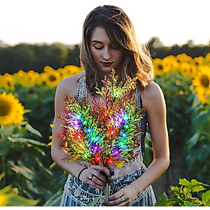 Solar Artificial Tree Lights Garden Stake Pathway Lights for Outdoor Decorations, IP65 Waterproof Solar Tree 2 Pack Flickering Tree Lights for Garden Yard Pathway Decor