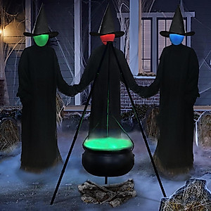 Halloween Decorations Outdoor - Witches Cauldron on Tripod with Lights - Black Plastic Cauldron Candy Bucket Decoration for Yard Home Porch Outside