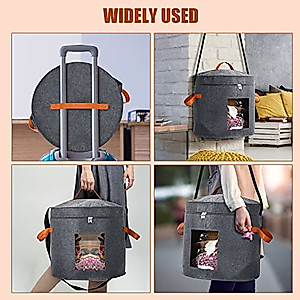 2 Pcs Hat Storage Box 17 x 10.3 Inches Stackable Round Brim Hats Case Foldable Clothes Storage Container Cowboy Hat Stuffed Animal Toy Organizer with Lid,shoulder Strap and Clear Window (2 Pieces)