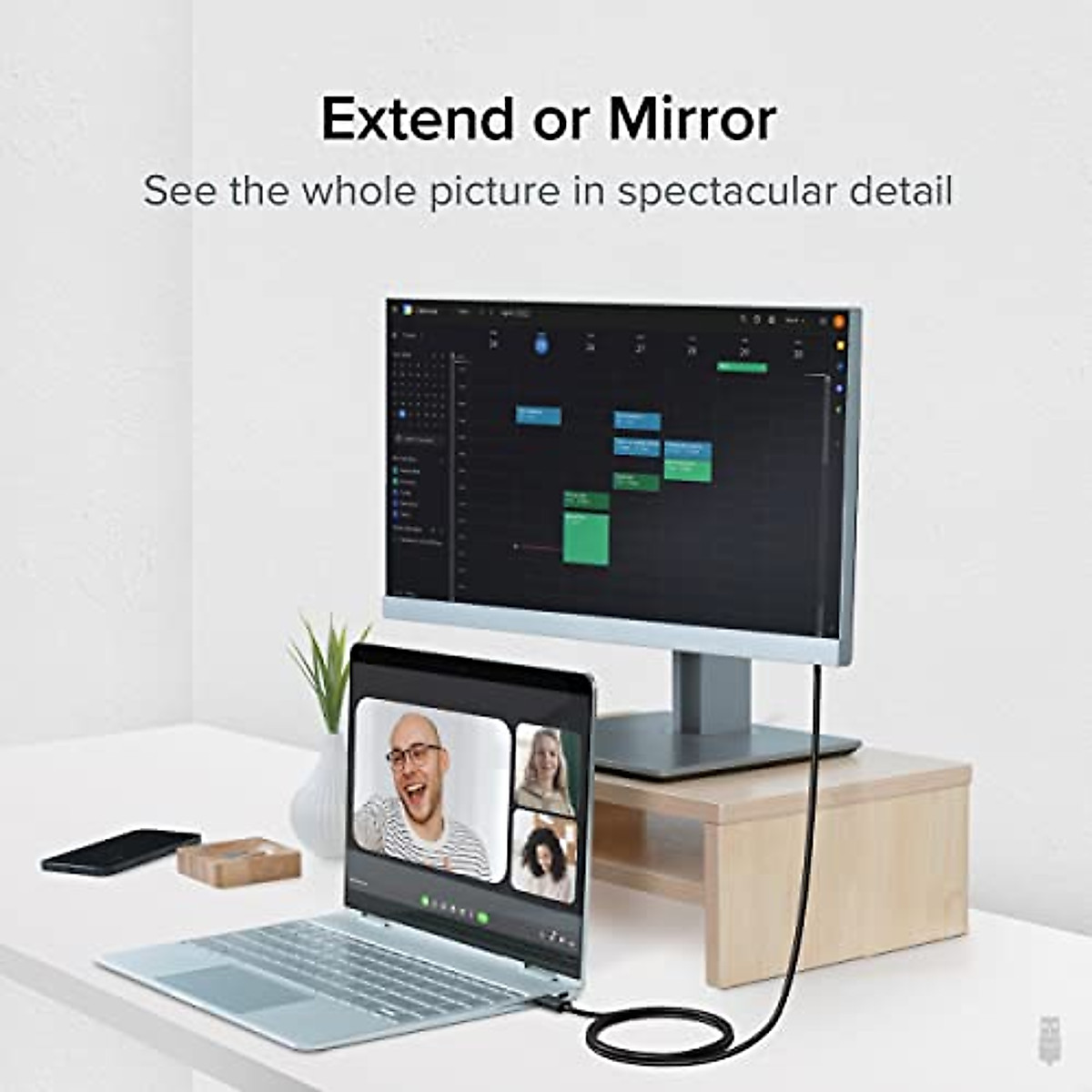 Plugable USB C to DisplayPort Cable 6 feet (1.8m), Up to 4K at 60Hz, USB C DisplayPort Cable - Compatible with Thunderbolt 4 / 3 and USB-C