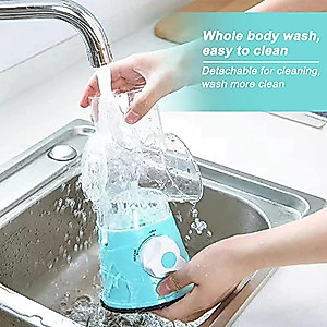 3rd Generation Rotary Cheese Grater, Mandoline Vegetable Slicer with 3 Replacement Blades, Easy to Clean Rotary Shredder for Fruit, Vegetables, Red (Blue)