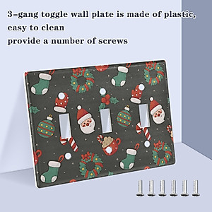 FJDENG Christmas Santa Claus Light Switch Cover,PC Decorative Double Toggle Switch Plate Covers Standard Size 1 Gang,4.56 x4.48 Inch
