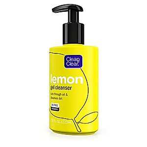 Clean & Clear Brightening Gel Facial Cleanser with Vitamin C, Lemon Extract & Glycerin, Oil-Free Daily Cleansing Face Wash Gel to Brighten Skin, Cleanse Oil & Dissolve Dirt, 7.5 oz