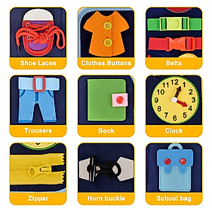 QQAPPU Montessori Busy Board,Preschool Learning Toy Fine Motor Skills,Toddler Activity Board Sensory Toy for Plane and Car Travel