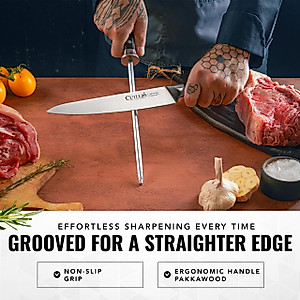 Cutluxe Honing Rod, Sharpening Steel for Kitchen Knives – 10" Honing Steel – Ergonomic Handle Design – Artisan Series