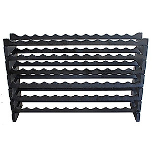 DisplayGifts Stackable Modular Wine Pine Wood Rack Stackable Storage Stand Display Shelves Wobble-Free 12 Rows 144 Bottle Capacity Black