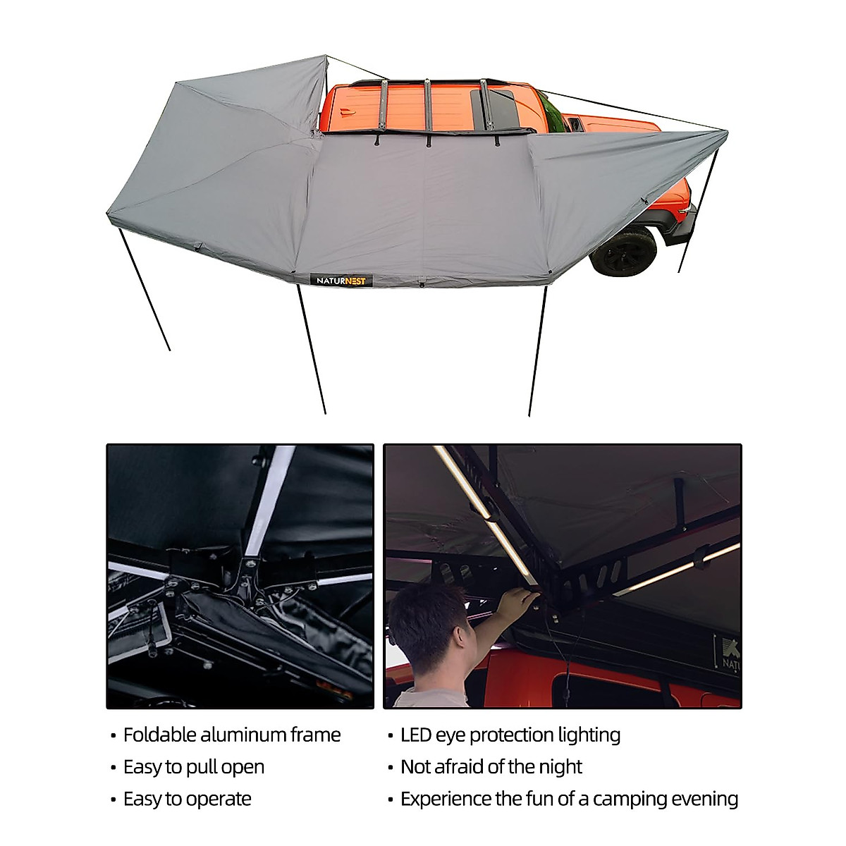 BAMACAR Naturnest Awning, 270 Awning Car Awning For Jeep Van Truck SUV Awning, Overland awning, Naturnest 270 Degree Awning, Car Canopy For OVS RV Awning, Vehicle Awning, Trailer Awning, Camper Awning