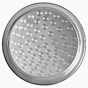 18" Stainless Steel Round Tray with Swirl Pattern, Serving / Display Tray with Narrow Rim by Tezzorio