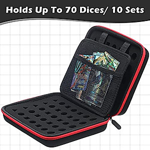 Aoriher Dice Case with Removable Slotted Tray for Dice Storage Game Dice Carrying Holder Compatible with Dnd Role Playing and Other Table Games, Holds up to 70 Dices/ 10 Sets(Red)
