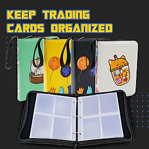 CLOVERCAT 4 Pocket Waterproof Trading Card Binder, Teal, 400 Double Sided Pocket, Fits 400 Cards