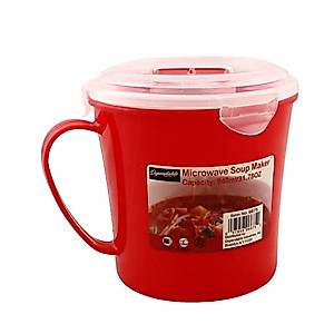 Dependable Industries Microwave Soup and Stew Maker Mug Noodles Steamer Ramen Oatmeal with Steam Vent and Splash Cover BPA-Free