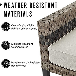 Crosley Furniture Prescott Outdoor Chair, Wicker Patio Chairs for Porch, Deck, Balcony, Backyard, Brown with Taupe Cushions