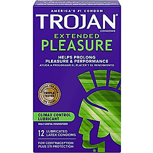 Trojan Extended Pleasure Climax Control Lubricated Premium Latex Condoms 12.0 ea. (Quantity of 3)
