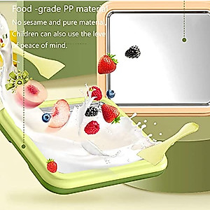 便利100 Electric Ice Cream Maker,Frozen Yogurt Maker, Ice Cream Roll Maker with Cold Ice Cream Plate 4 Scrapers Ideal for Fruit Soft Serve Ice Cream Sorbet Slushies Frozen Yogurt Gelato Rolled,Green