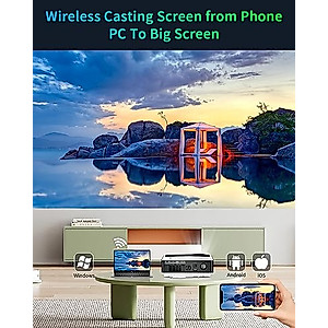 Native 1080P Full HD Video Projector for Outdoor Moives 200'' Display 9000 Lumens Wireless Bluetooth WiFi Projector Smart Home Theater Projector Gaming,Zoomable,10W Speakers,iOS,Android,TV Stick