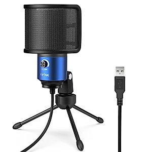 FIFINE USB Computer Microphone for Recording YouTube Video Voice Over Vocals for Mac & PC, Condenser Mic with Pop Filter (K669L+U1)