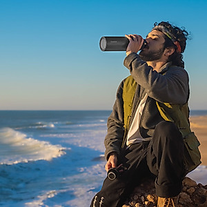 qbottle Insulated Water Bottles with Carabiner Lid – Stainless Steel Water Bottle – Leak Proof Metal Water Bottle – No Sweat – Wide Mouth – Denim Blue, 27 oz