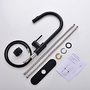 Havin Black Kitchen Faucet with Pull Down Magnetic Sprayer with Black Pot Filler Faucet