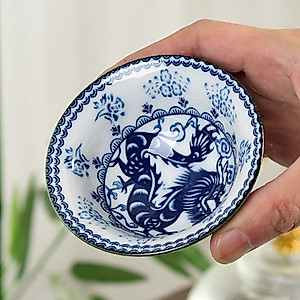 Woonsoon Set of 12 Chinese Zodiac Signs Handmade Kungfu Tea Cup 2.8 oz/80 ml,Bone China Blue and White Tea Cups,Ceramic Tea Mugs Without Handles