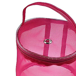 TOPBATHY Crochet Tote Bag Yarn Storage Bag Nylon Mesh Tote Bag with Handle Rosy