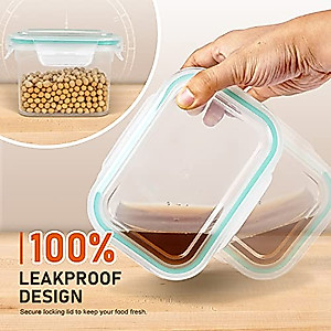 LIHOOOOM Food Storage Containers with lids, 8-Piece BPA-Free Meal Prep Rectangle Containers Plastic Leak-Proof Containers for Cereal, Flour and Sugar 3.5L, Green